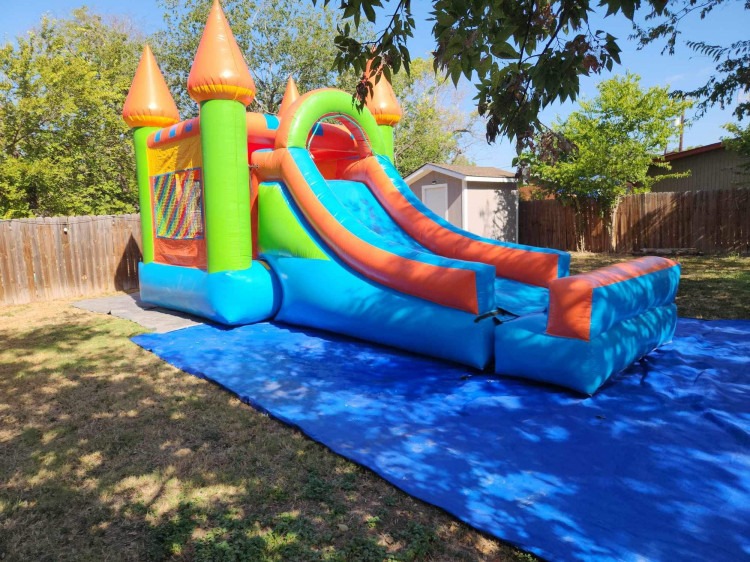 Orange and Green Fiesta Bounce House Combo #18 - LittleHero Jumpers & More